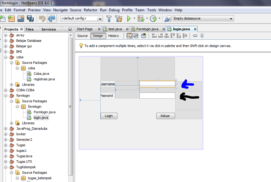 MereBeja.Com: cara membuat form login di java netbeans