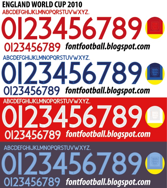 FONT FOOTBALL: Font Vector England World Cup 2010 kit