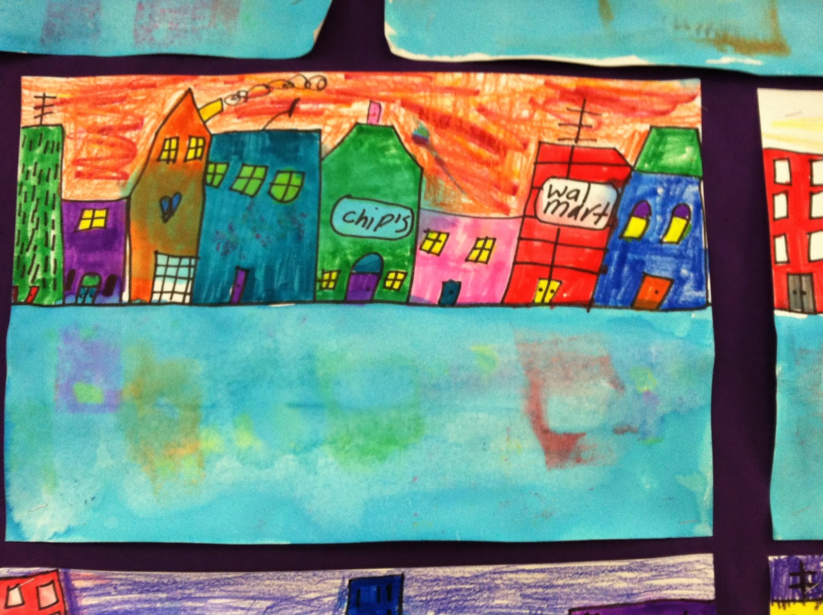 Wahoo for Art!: Second Grade Cityscape Reflections
