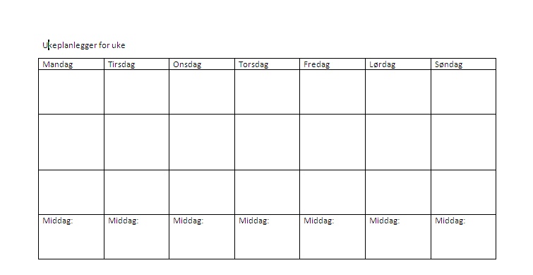 Dusjkabinett stort utvalg kabinetter i alle størrelser.: Ukeplanlegger mal