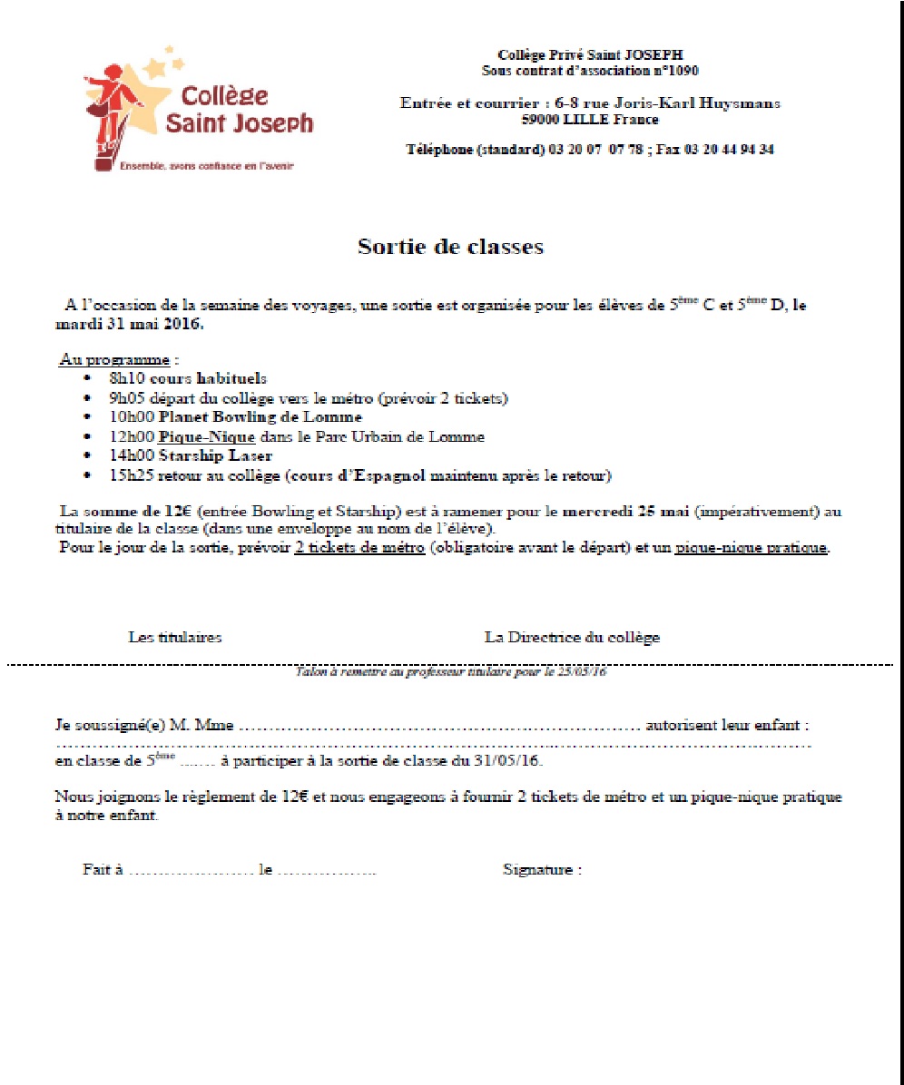 Sortie de classe 5ème C & D