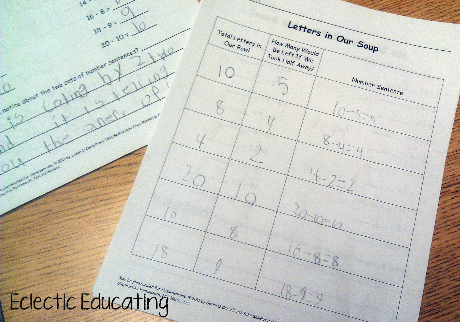 Eclectic Educating: Subtracting Halves