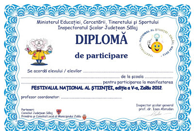Festivalul Stiintei: Modele de diplome