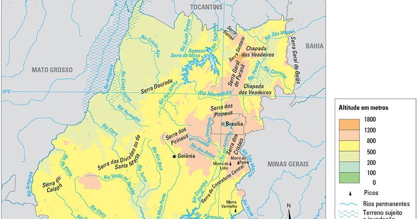 Mapa Físico de Goiás