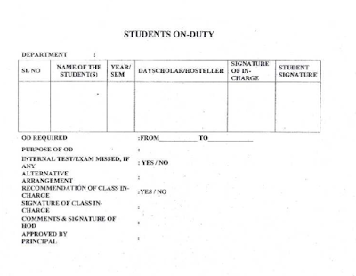 How to get sample OD form for college going students ? - University ...