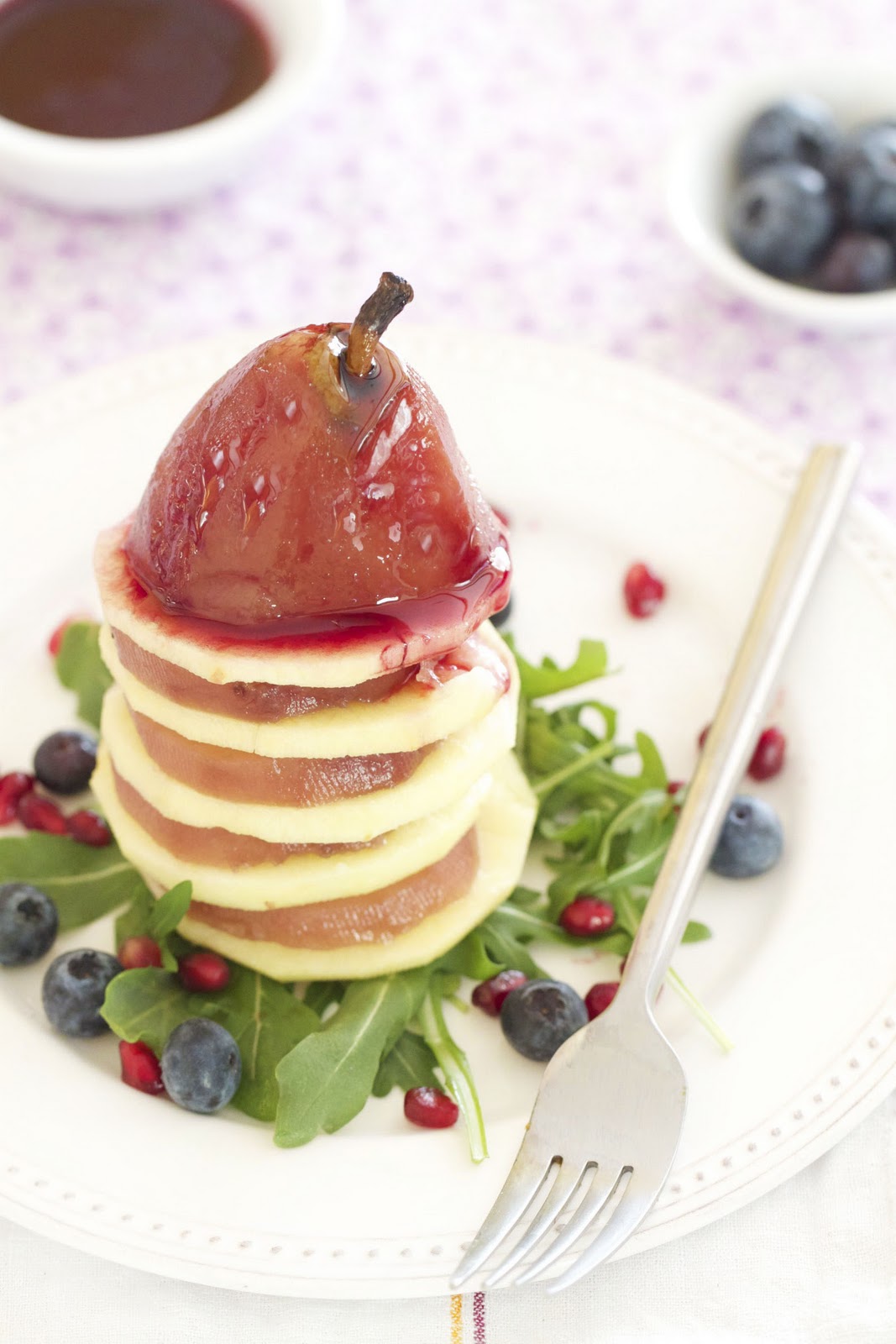 Epicurean Mom: Pomegranate Poached Pear and Apple Salad with a ...