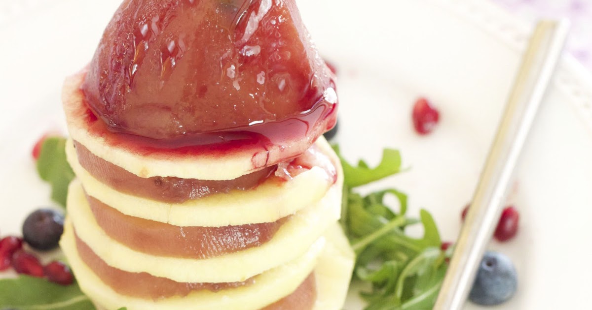 Epicurean Mom: Pomegranate Poached Pear and Apple Salad with a ...