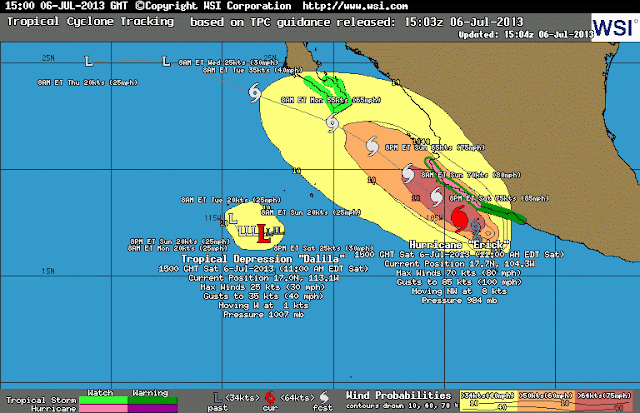 KIKKA: HURACÁN: ERICK TORMENTA TROPICAL: TRAYECTORIA COSTAS DEL ...