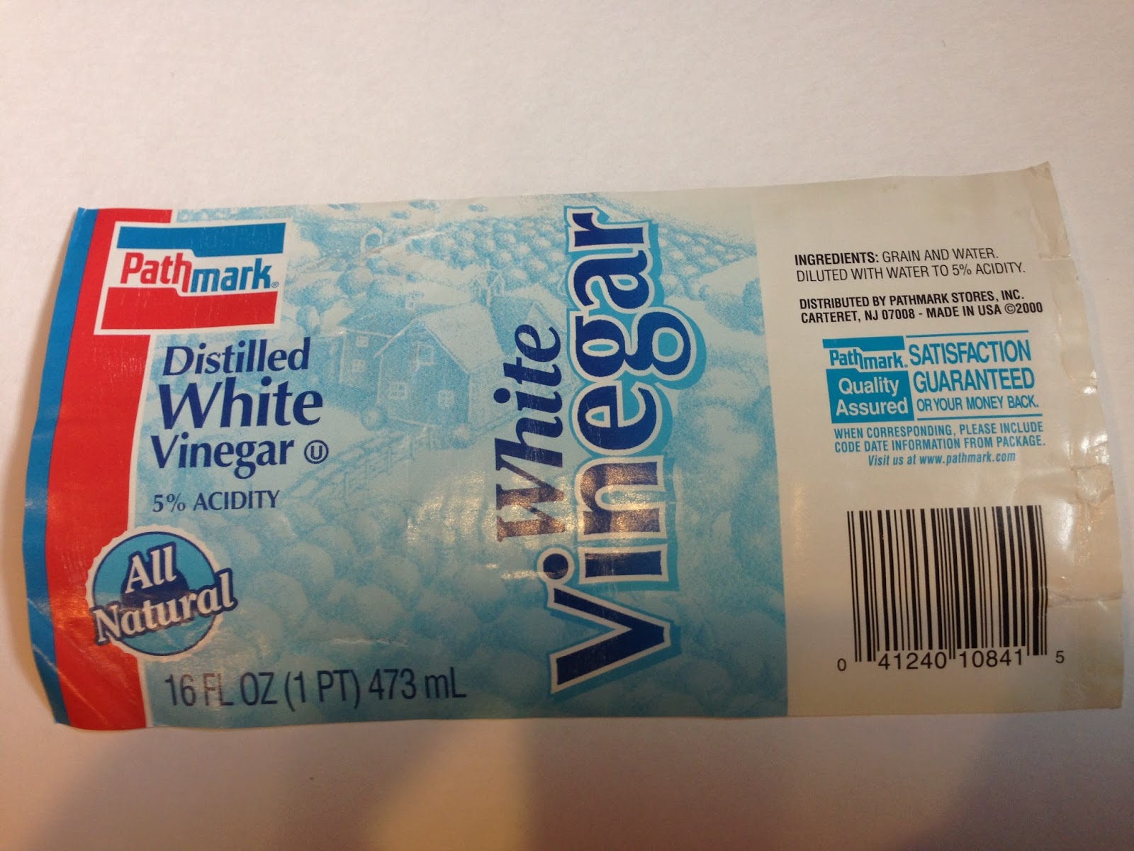 Memorabilia: Pathmark White Vinegar Label