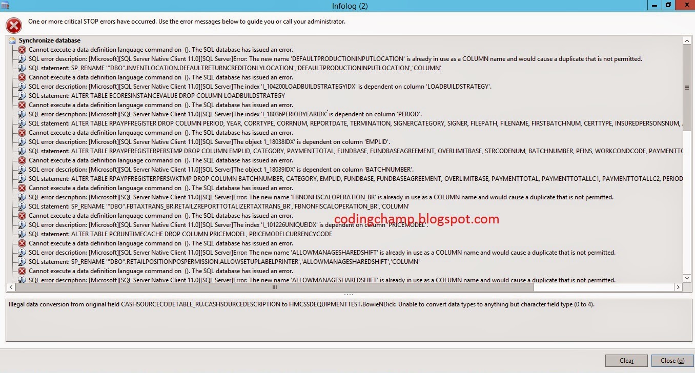 Coding Champ Microsoft Dynamics Ax 2012 Datadictionary Synchronization Errors