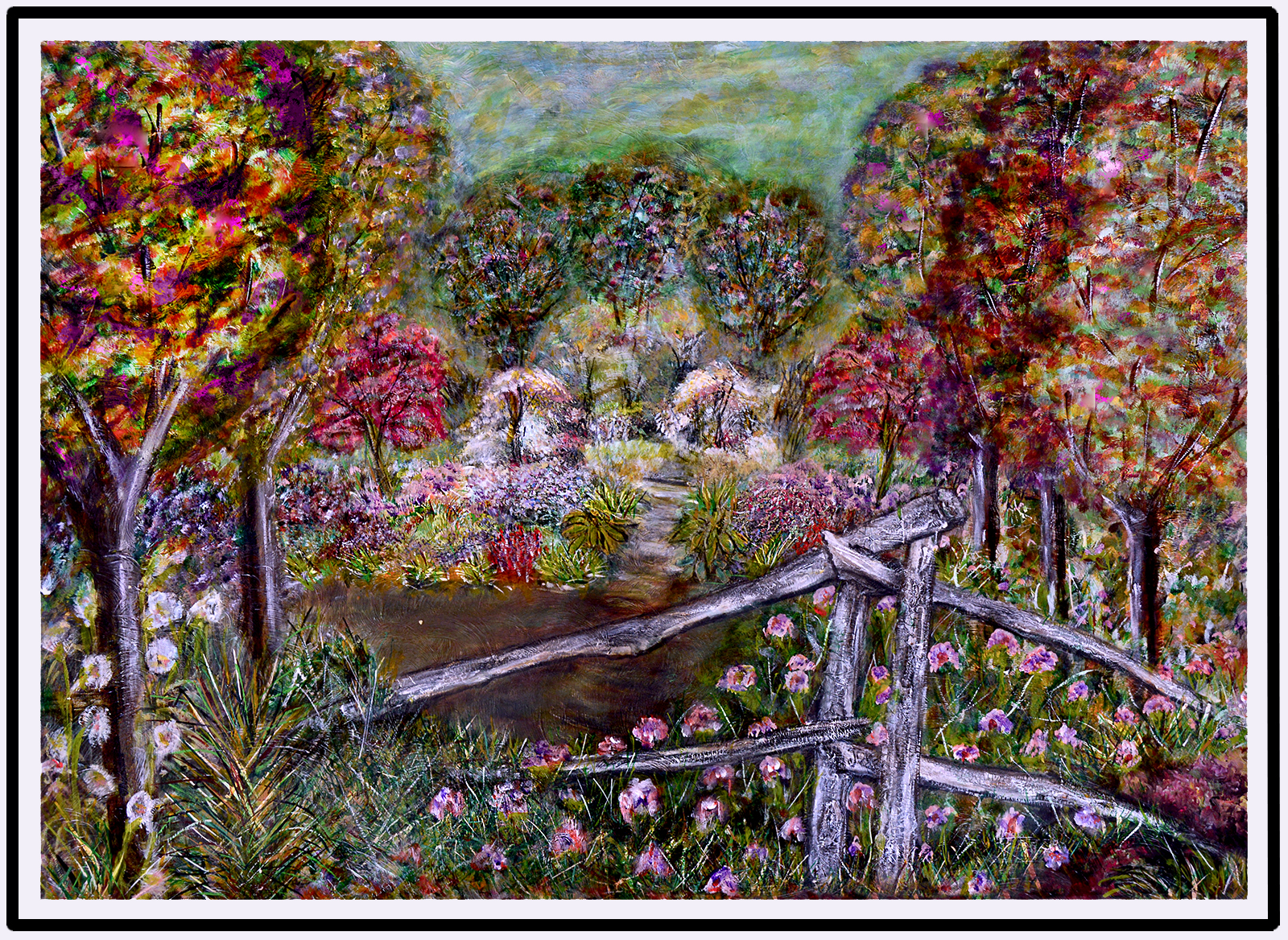 Joi@RR: Abstract Woodland Garden Acrylic Painting 30x40