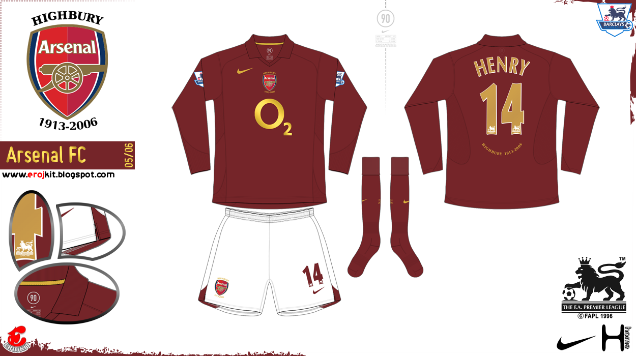 Kit Design, by eroj: 2005-06 Arsenal (Home e Away)