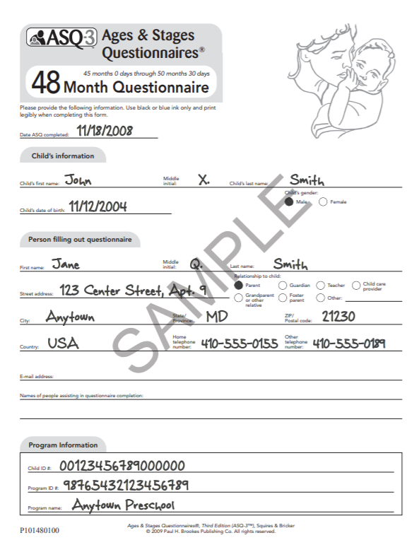 Ages and Stages Questionnaire, Third Edition (ASQ-3)