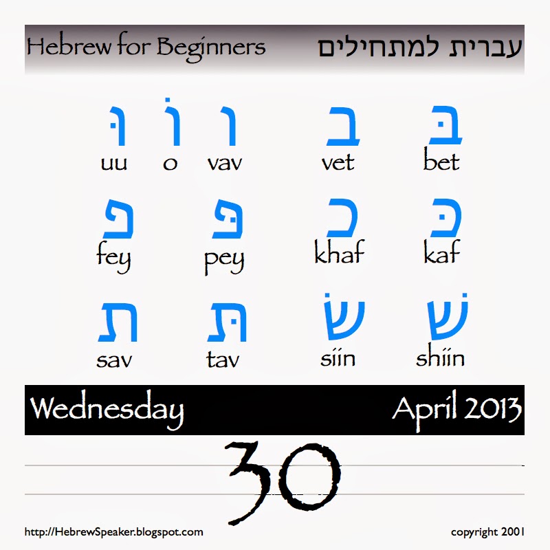 HebrewSpeaker: Welcome! Today's Hebrew lesson; The "Dagesh".