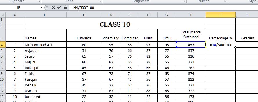 Microsoft Excel Tutorial for beginers.Microsoft Excel functions, formulas.: Find percentage , IF ...