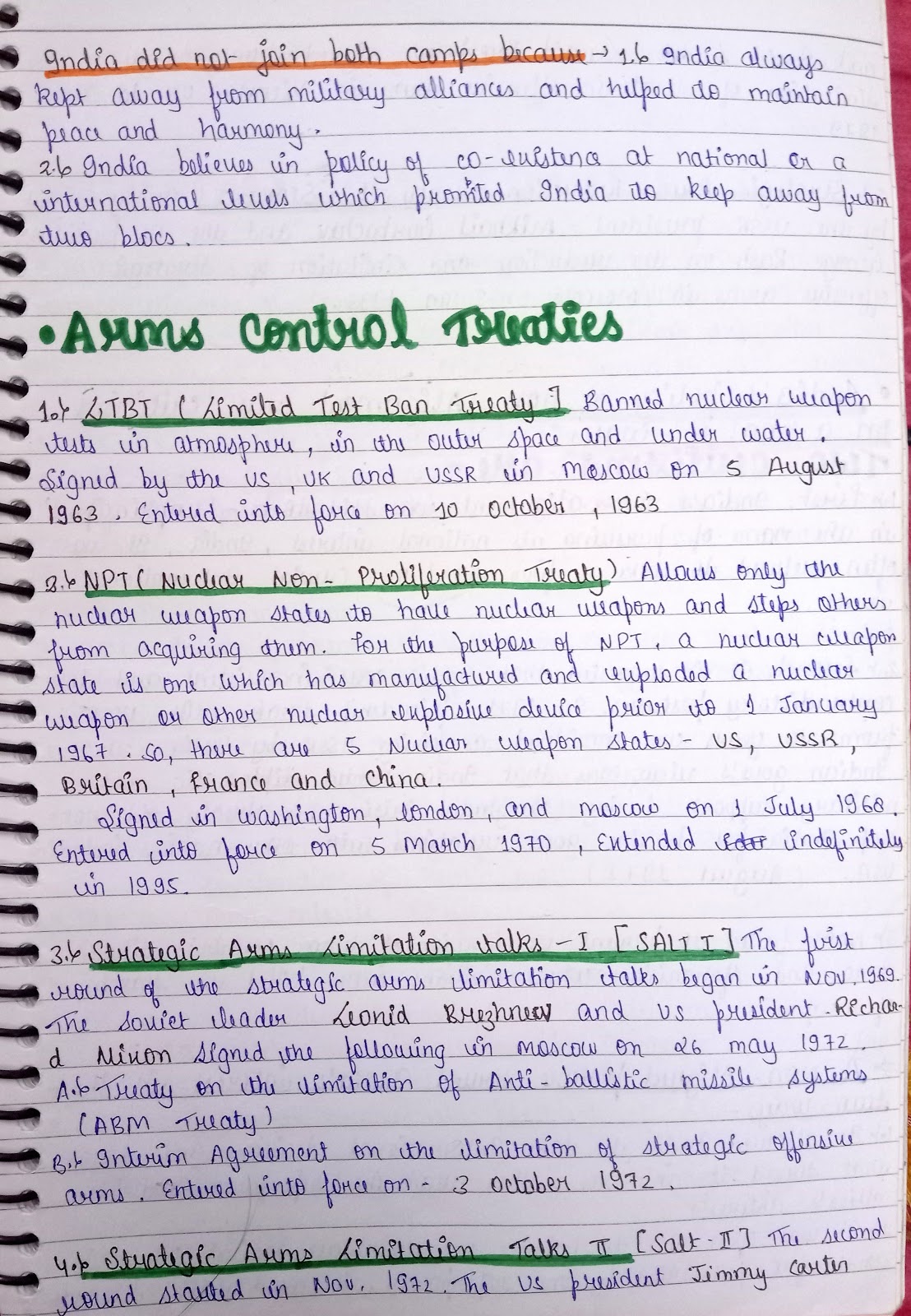 handwritten notes of The Cold War Era - [Political Science] class 12th ...