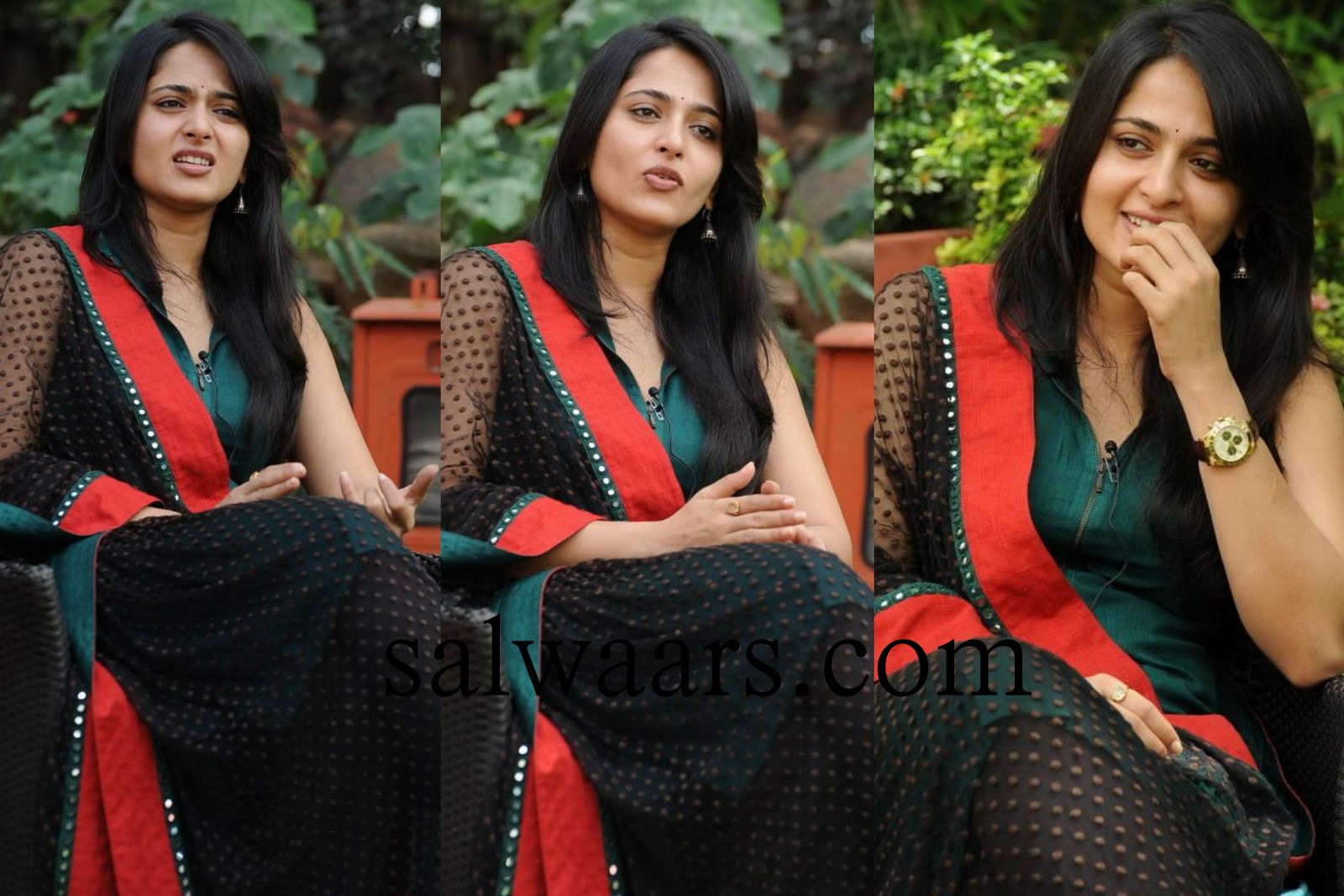 Anushka Shetty in Green Sleeve Less Salwar Kameez - Indian Dresses