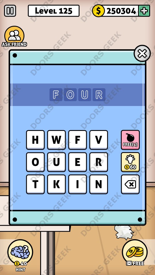 Escape Room: Mystery Word Level 125 Answer ~ Doors Geek