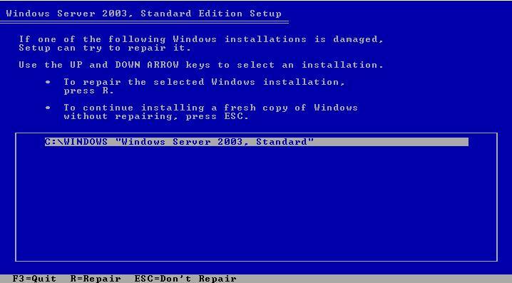 SysAdmino's E-Diary: Repairing Windows 2003 Server