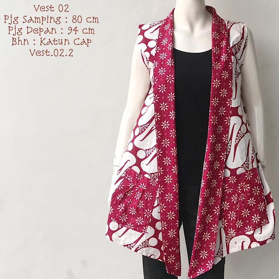 Cardi Outer Vest Batik Tanpa Lengan Monic - Batik Bagoes Solo