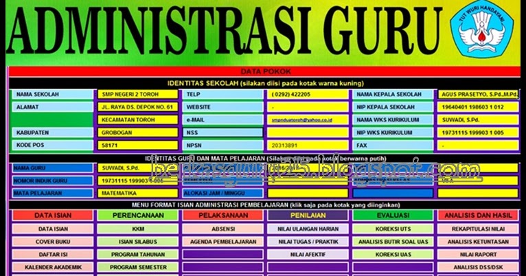 Aplikasi Administrasi Guru Kurikulum 2013 Th 2018 - BERKAS GURU 25