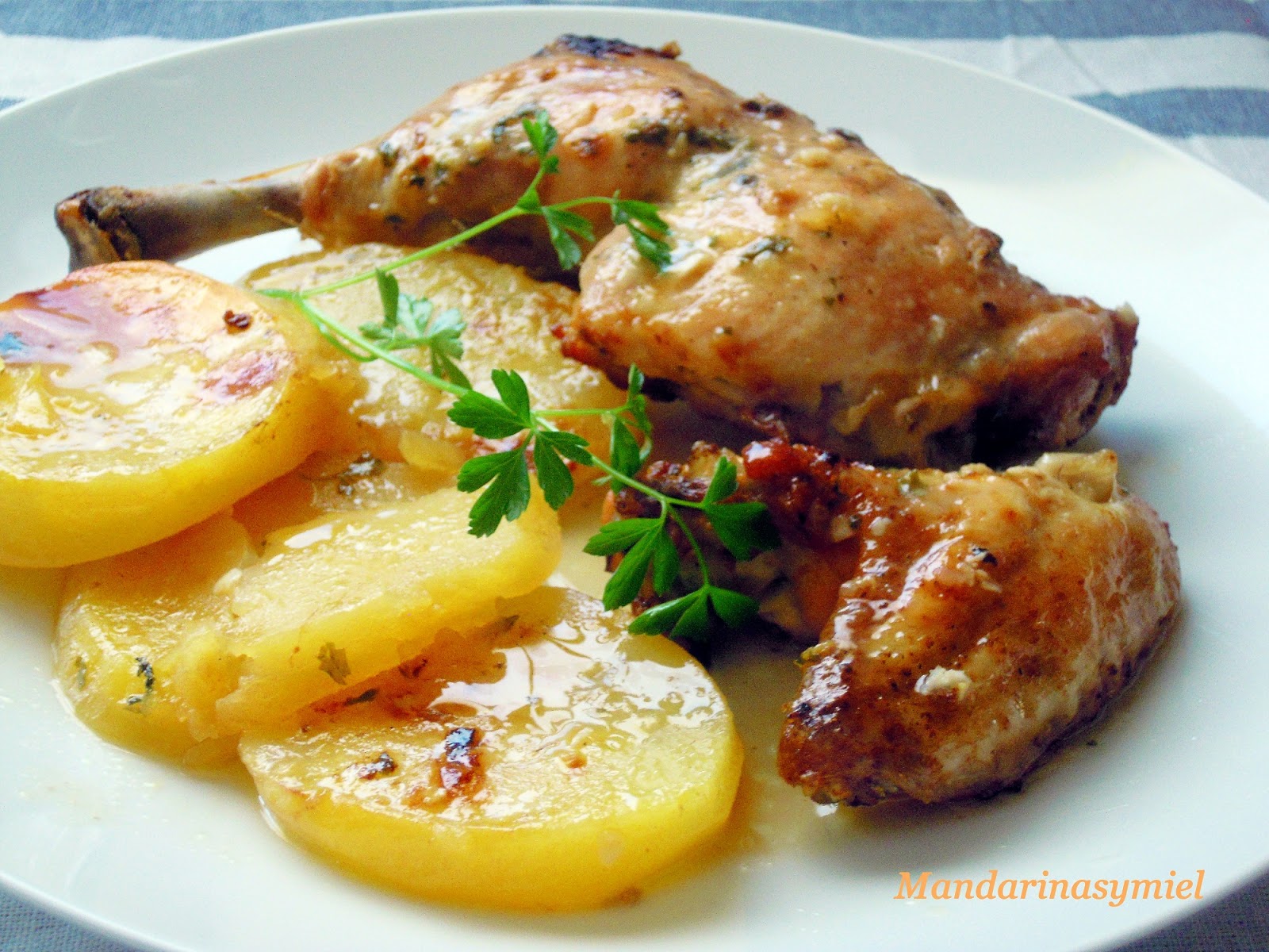 Pollo con patatas al cava | Mandarinas y miel