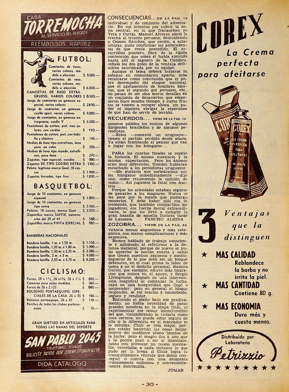 Partidos de la Roja: [17/09/1954] Chile-Perú | 2:1