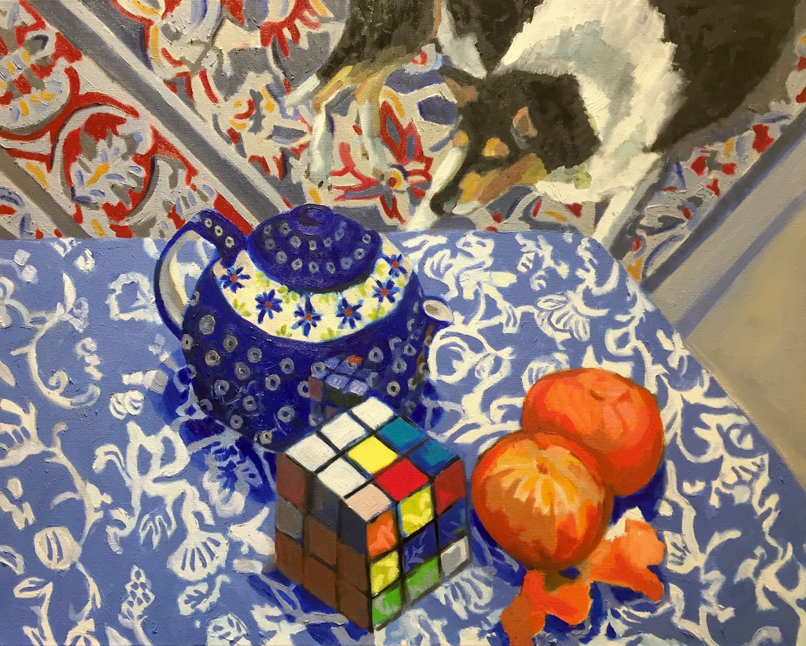 Judy Gilbert Levey Art: Still Life with Rubik's Cube and Collie ...