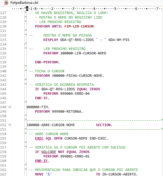 Experiência COBOL: Select de dois ou mais registros do DB - Cursor