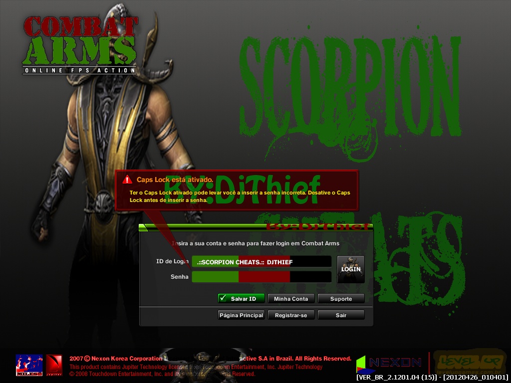 HACKERS C.a: TELA DE LOGIN [SCORPION CHEATS OFICIAL]