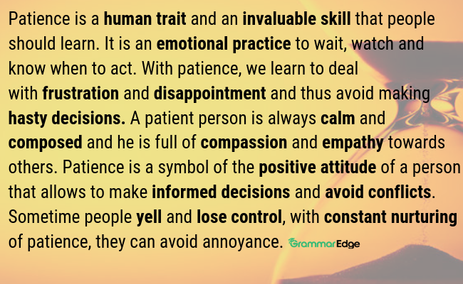 IELTS Vocabulary for Patience - GrammarEdge
