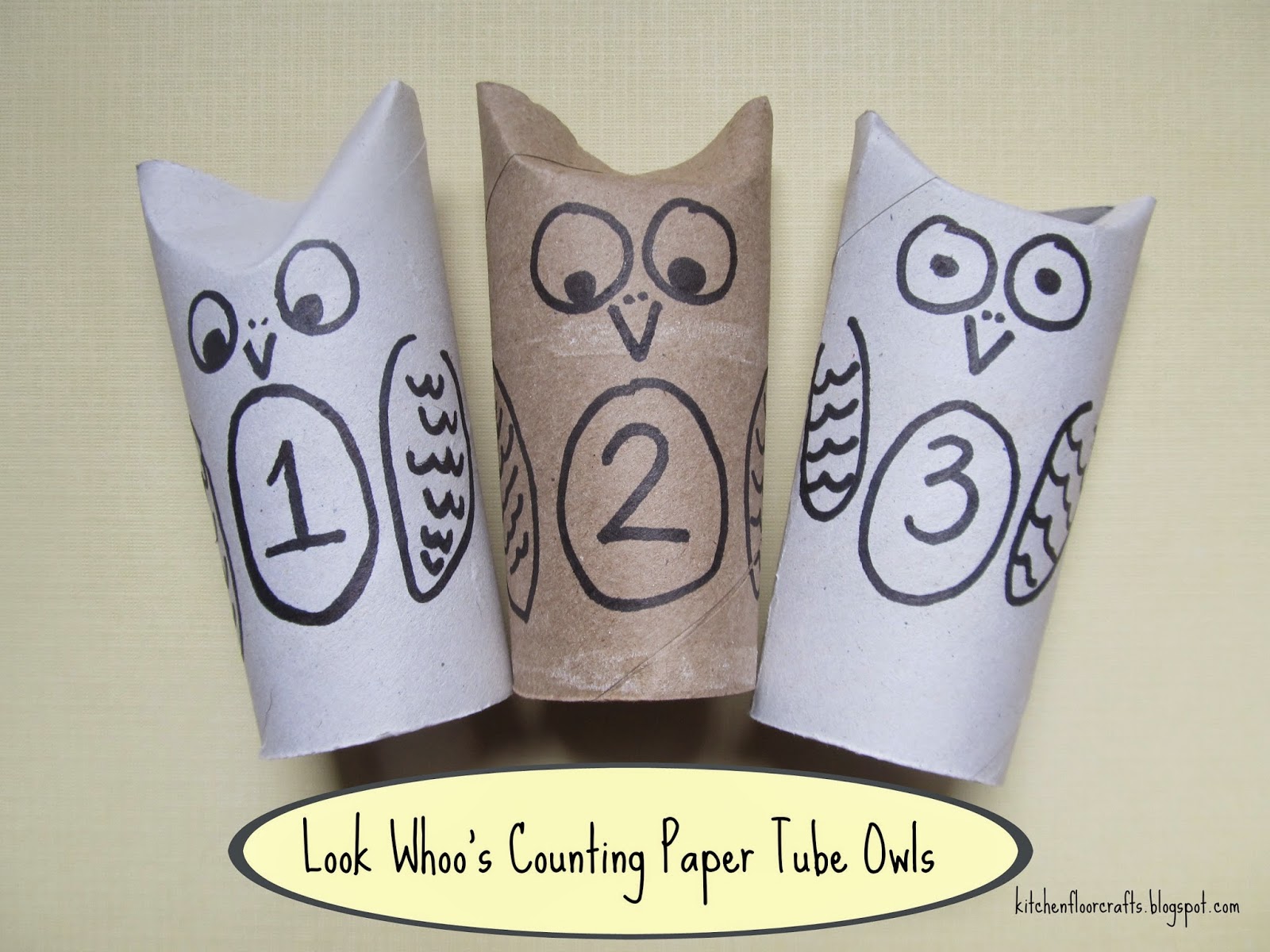 Kitchen Floor Crafts: Look Whoo's Counting Paper Tube Owls