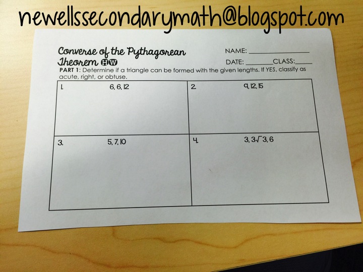 My Favorite: Converse of the Pythagorean Theorem | Mrs. Newell's Math