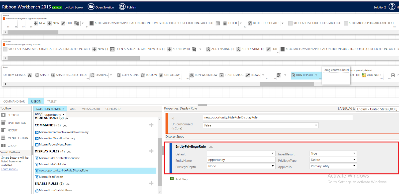 Hide OOB Ribbon Button