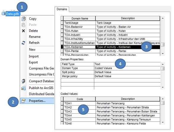 Suka Gis Geodatabase Domain
