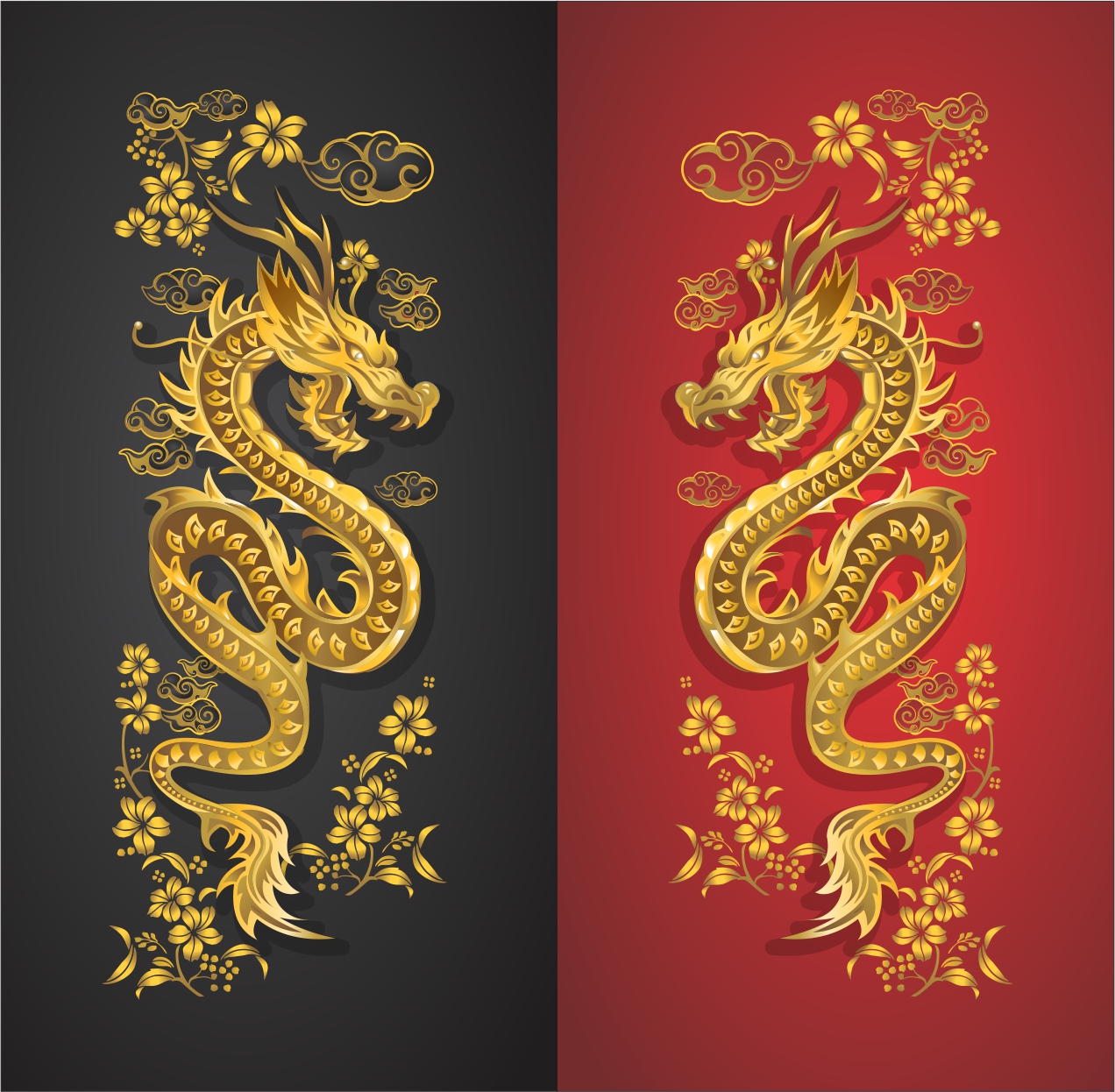 Gold Dragon Vector - titipvector