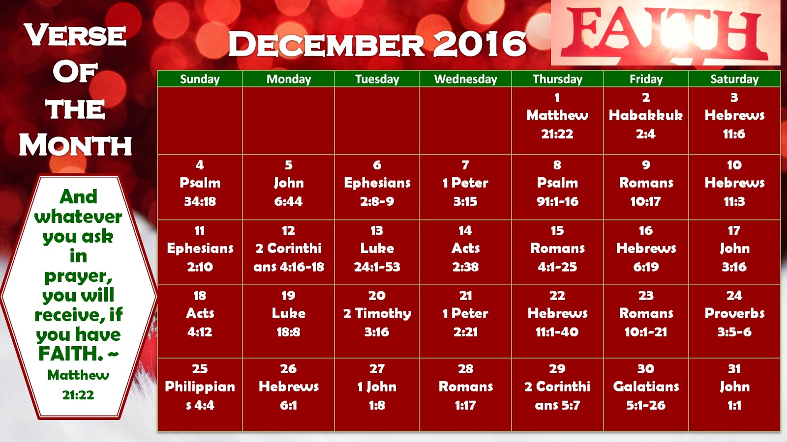 Godly Woman Daily Calendar - December 2016 - Printable Version