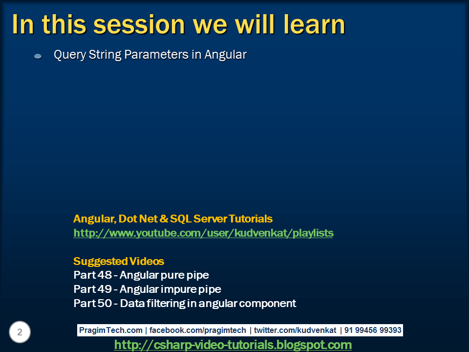 Sql Server Net And C Video Tutorial Angular Query Params Slides
