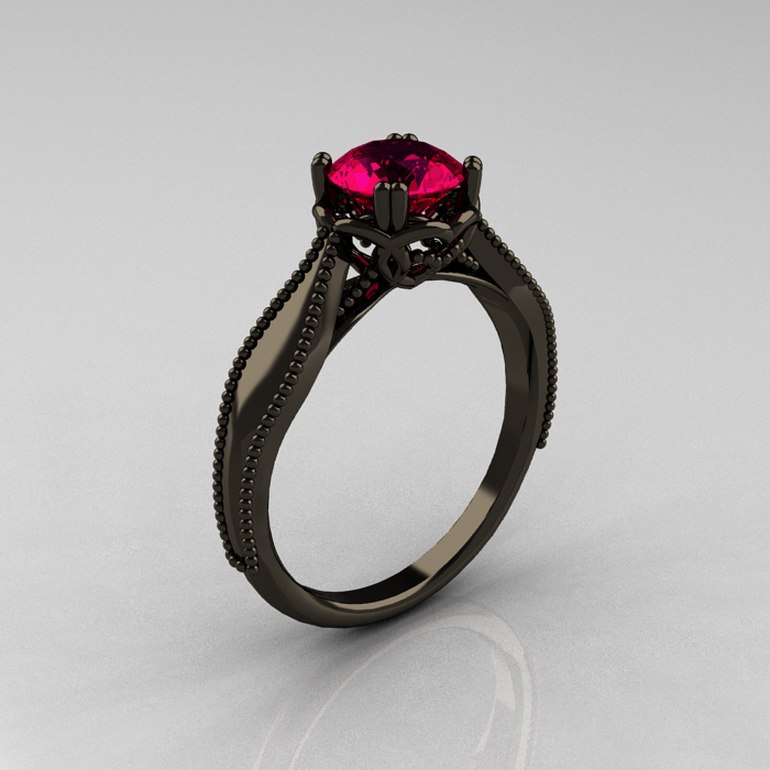 ClassicEngagementRing.com Blog: Art Nouveau 14K Black Gold 1.0 Carat ...