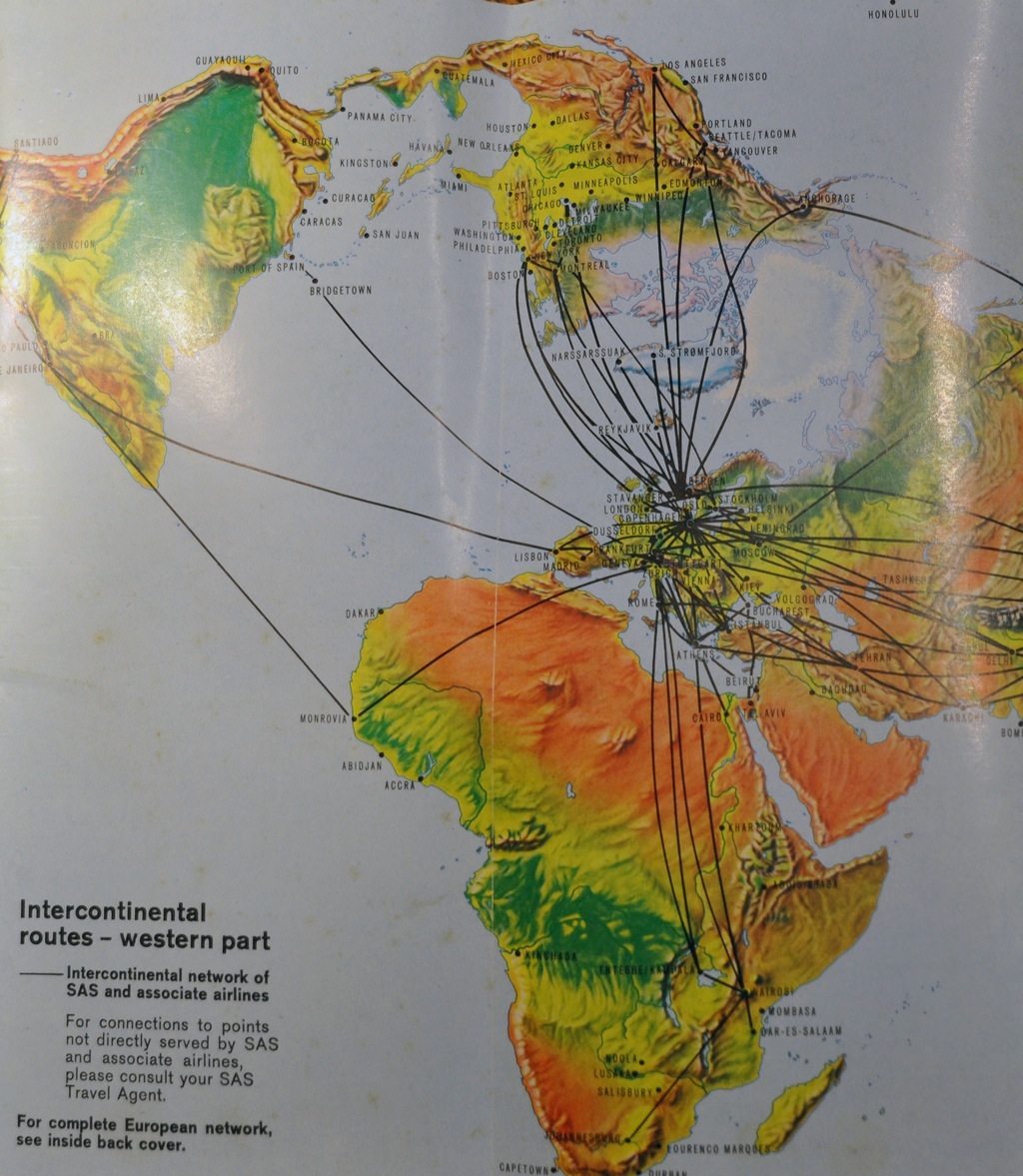 The Timetablist: SAS: Map of the Long-Haul Routes, 1973