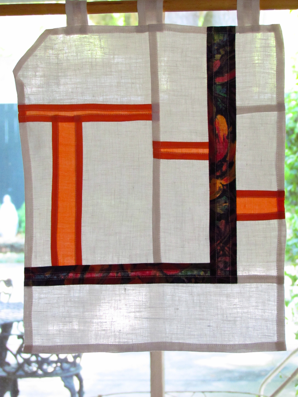 Marty's Fiber Musings: Pojagi Art Quilt: Linen and Orange