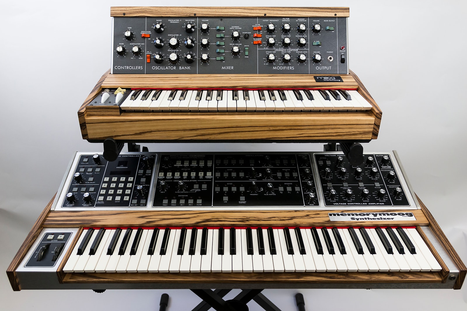 MATRIXSYNTH: Moog Memorymoog Plus + Minimoog Custom Zebra Wood Pair ...