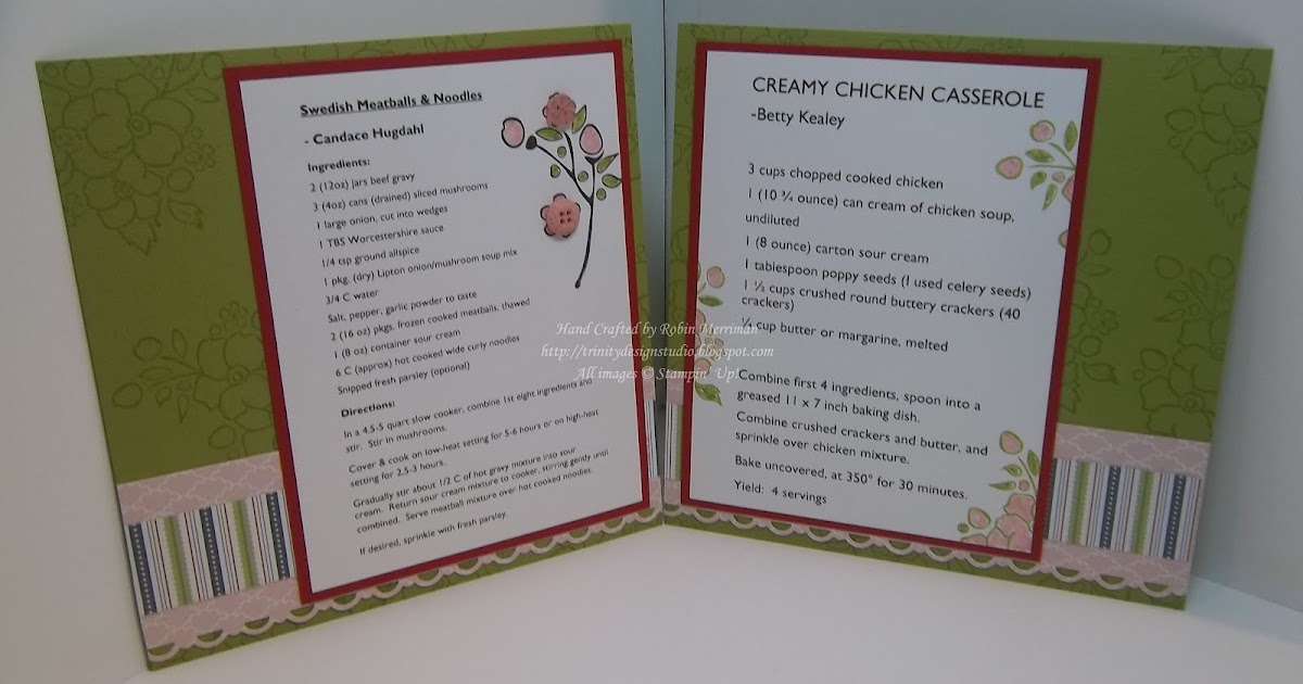 Trinity Designs: Scrapbooking Recipe Cards