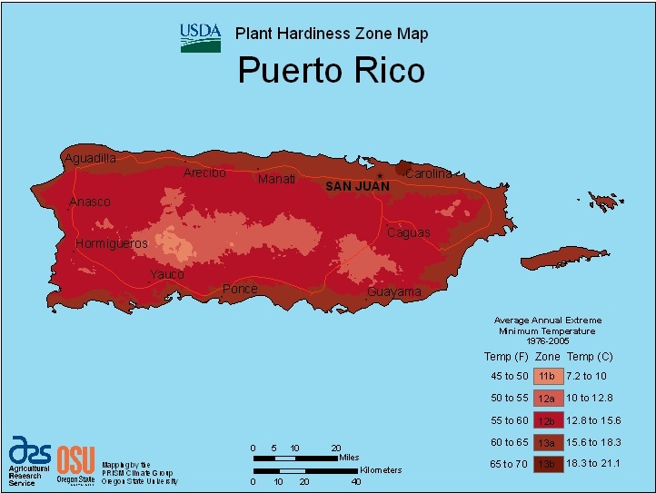 Farmers Know Best: Puerto Rico USDA Plant Hardiness Zones Map