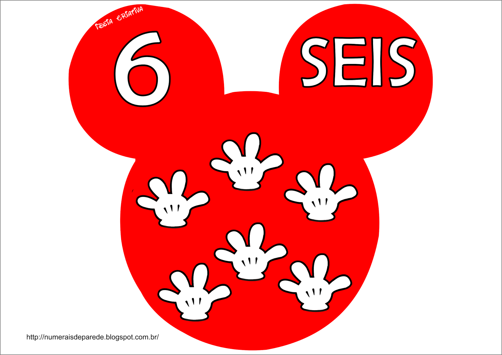 Numerais de Parede Mickey Mouse zero a vinte