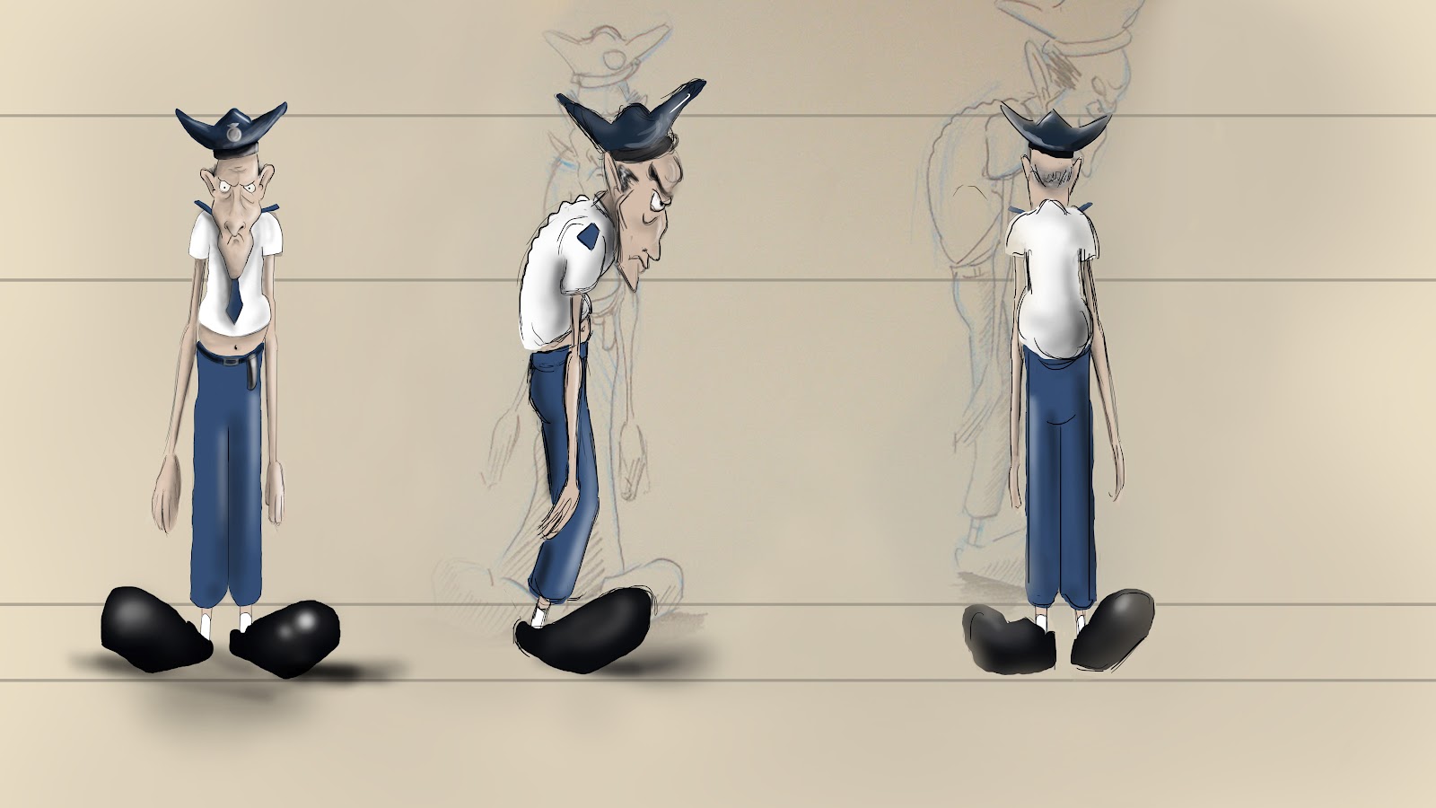 Oliver Nicholls Creative Works: Character Turn Around (Security Guard)