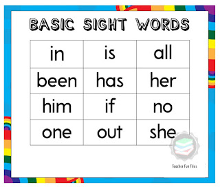 Teacher Fun Files: Basic Sight Words Charts