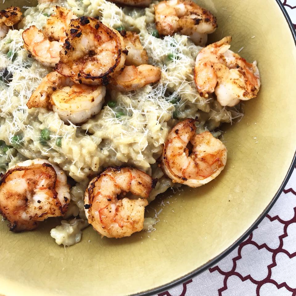 Risotto scampi met erwtjes
