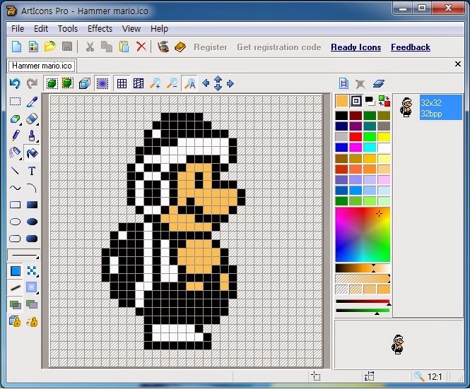 Studio 1902: Super Mario Bros - Hammer Mario Dot(Size 32X32)