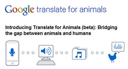 English is FUNtastic: Google translate for Animals - April fool's 2012